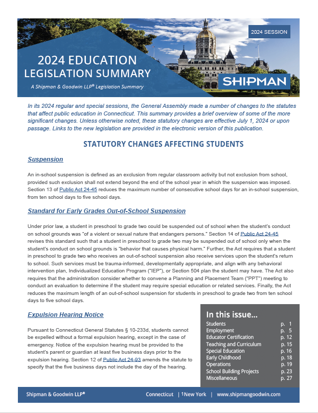 2024 Education Legislation Summary | School Law